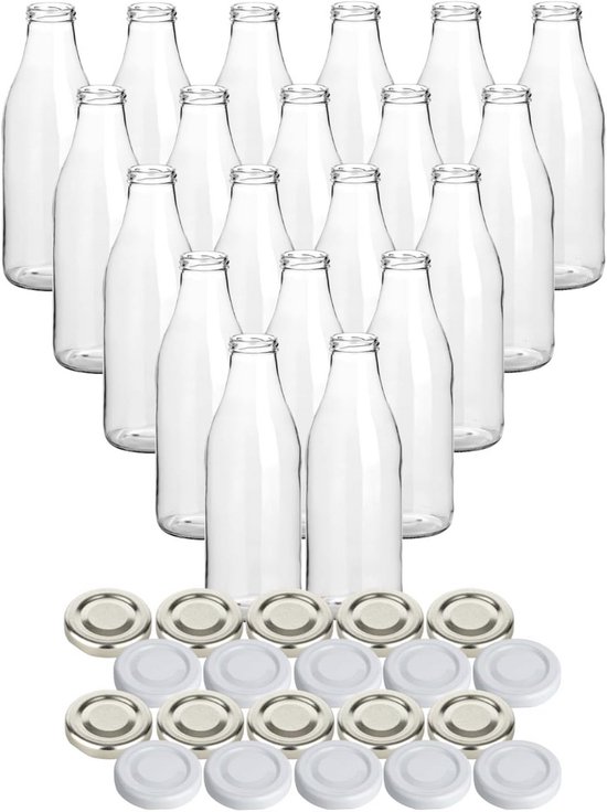 Set van 20 glazen flessen voor sap met schroefdop - Lege flessen 1000 ...