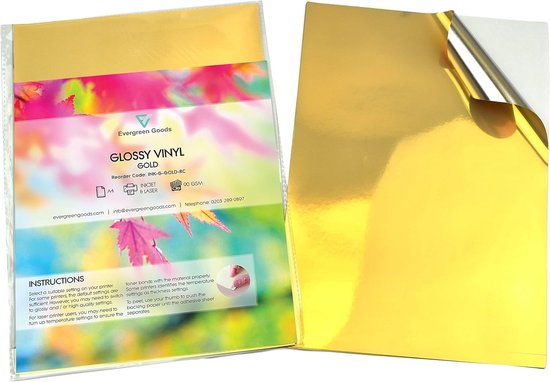 20 Vel A4 Glans Goud Sticker Vinyl Voor Inkjet en Laser Printers | bol