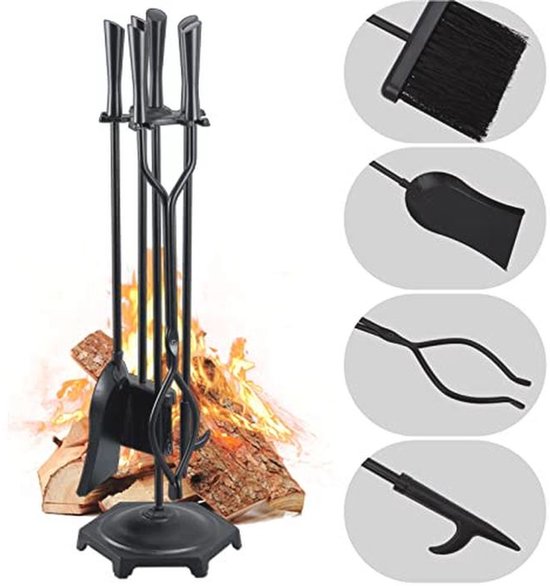Moderne Open Haard Gereedschap Set - 5 Stuks Smeedijzeren Accessoires ...
