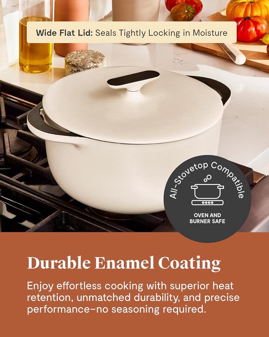 Gietijzeren Dutch Oven 6.5L Emaille Pan met Deksel - Ovenbestendig | bol