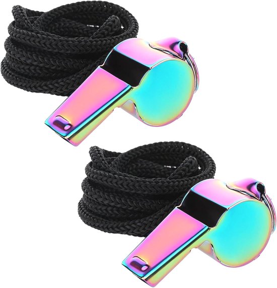 2pcs Coach Whistle met Lanyard - Rvs Metaal Fluit - Luide Scherpe ...