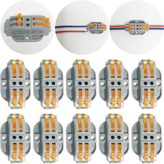 SPL-2 Verbindingsklemmen - Set van 10 Compacte Push-Kabelverbinders ...