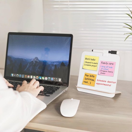 Mini Desk Whiteboard 16,5 x 17 cm - Dubbelzijdig Bureaublad met ...