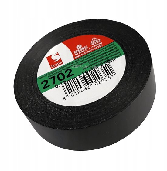 Scapa 2702 pvc Tape Zwart 19mm x 20m - Zelfdovend, Vde, MO | bol
