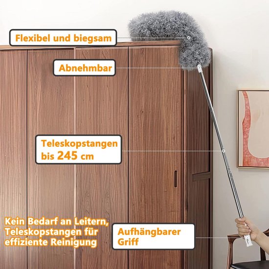 Telescopische Stofdoek Set - Wasbare Microvezeldoek met Uittrekbare ...