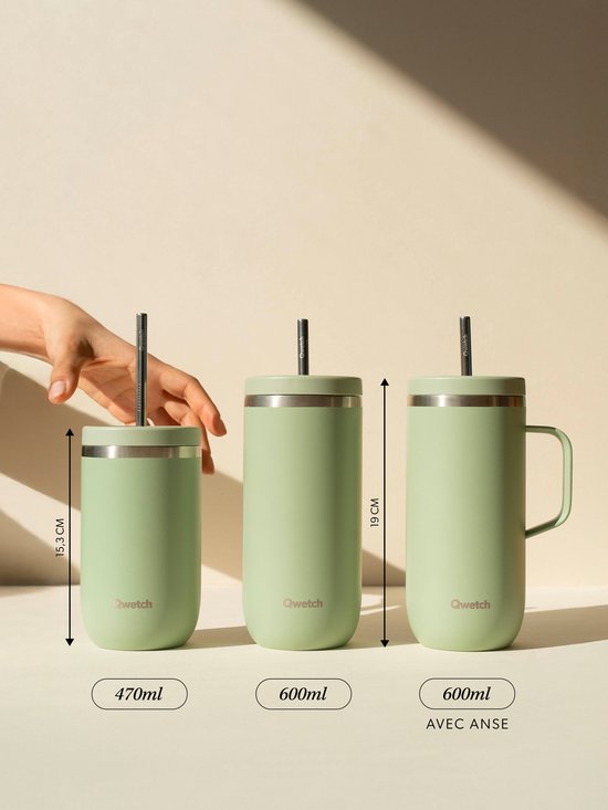 Qwetch - Cold Cup isotherm met handvat - Pastel Lavendel- 600ml | bol