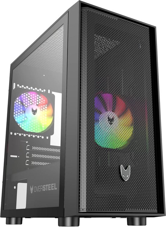 Aeris Gaming PC Case - Compatibel met Micro ATX en ITX, 2 RGB Fans ...
