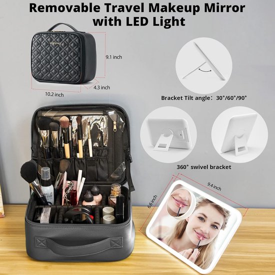 Reis Make-up Koffer met LED Spiegel en Verlichte Vergroting | bol