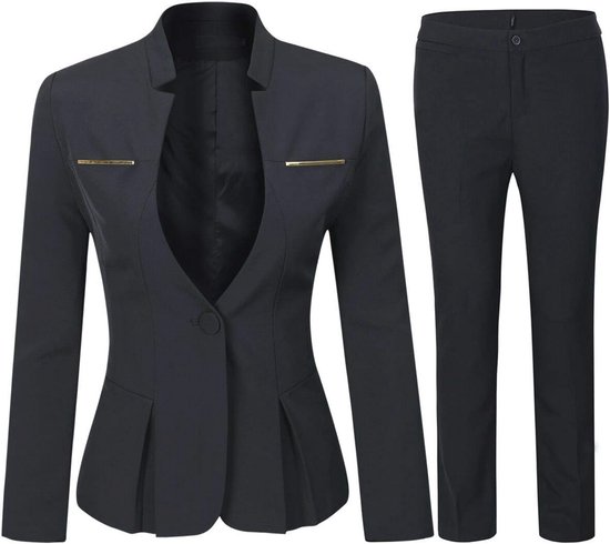 Dames Pak 2 Stuk Slim Fit Blazer en Broek voor Kantoor en Werk | bol