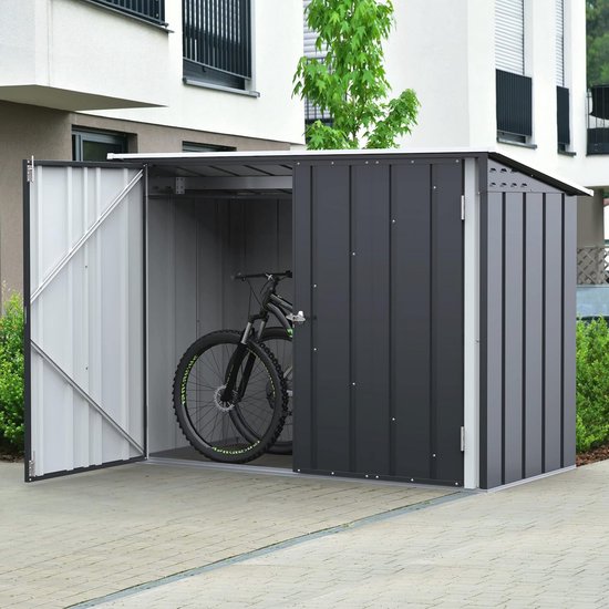 Metalen Fietsenberging voor 2 Fietsen met Brede Dubbele Deuren ...