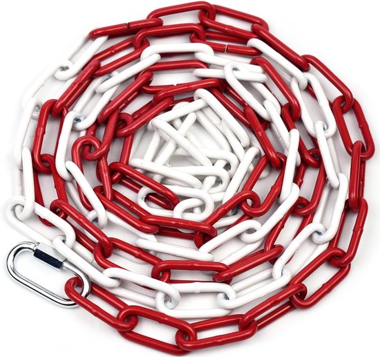 Metalen Afzetketting Rood/Wit Gegalvaniseerd Staal 20 Meter Inclusief ...