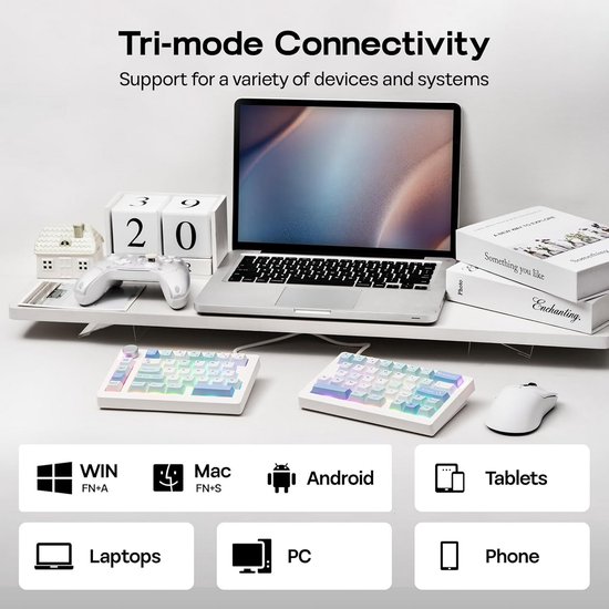 Ergonomisch Split Mechanisch Toetsenbord met QMK/VIA, Hot Swap en RGB | bol