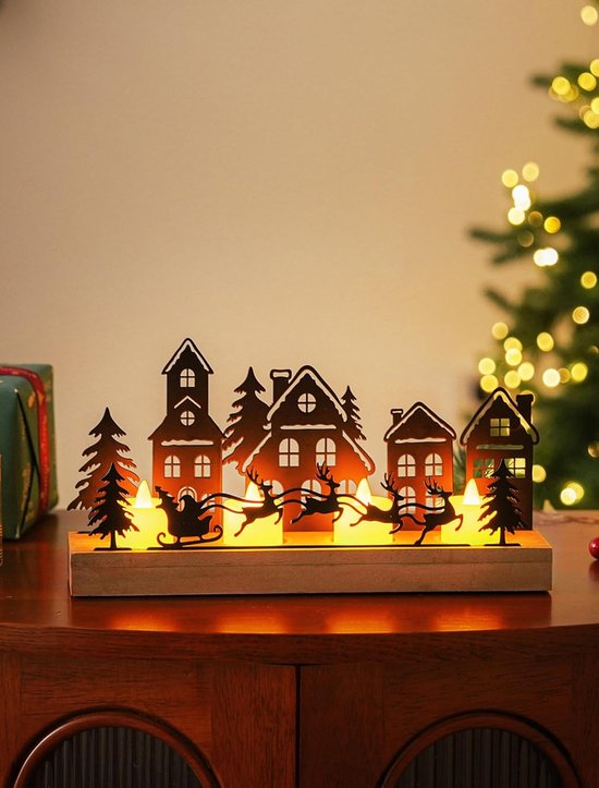 Advent Wreath Wood Tealight Holder - Elongated Advent Piece Candlestick ...