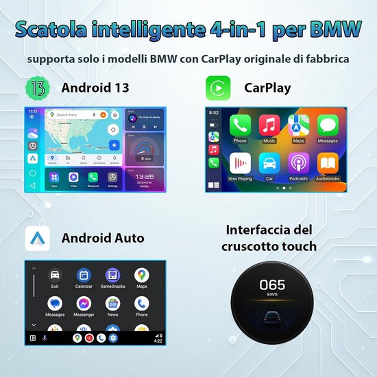 Draadloze CarPlay & Android Auto Adapter met Android 13, Netflix ...