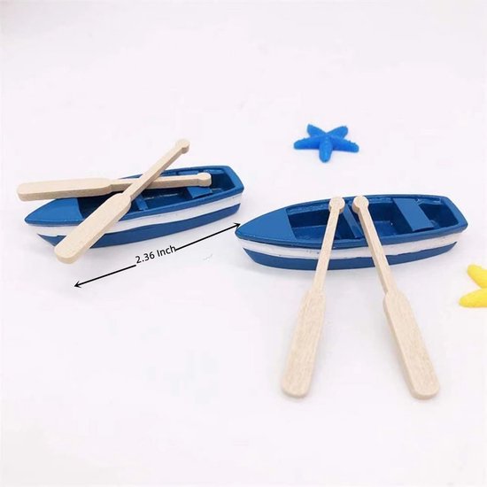 Miniatuur Houten Roeiboot Decoratie Blauw voor Sprookjestuin en ...