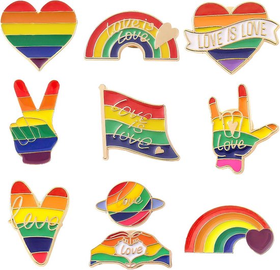 10 Stuks Regenboog Pins - LGBTQ Pride Speldjes Set voor Kleding en ...