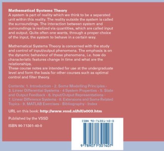 Mathematical systems theory | 9789071301407 | G.J. Olsder | Boeken | bol