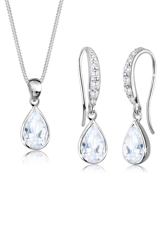 Elli - Sieraden Set - Dames Druppels fonkelend elegant met blauwe ...