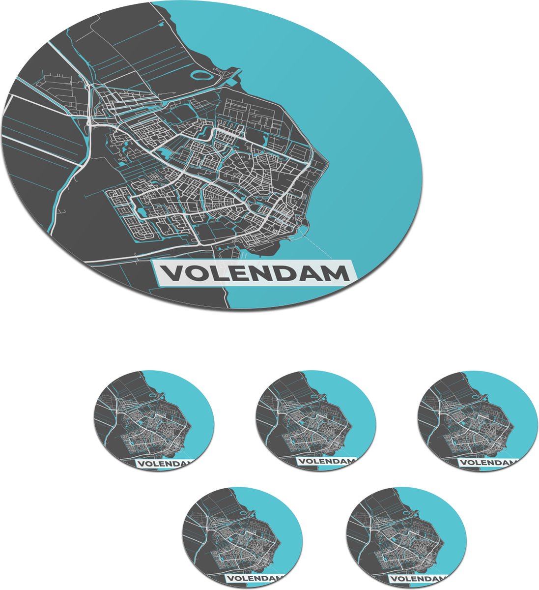 Onderzetters voor glazen - Rond - Volendam - Kaart - Plattegrond ...