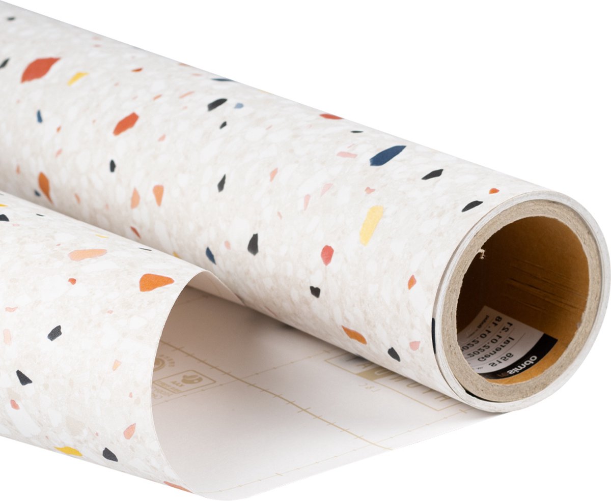 Plakfolie - 3D - Terrazzo Wit – Terrazzolook Vinyl – 122 cm x 4 m ...