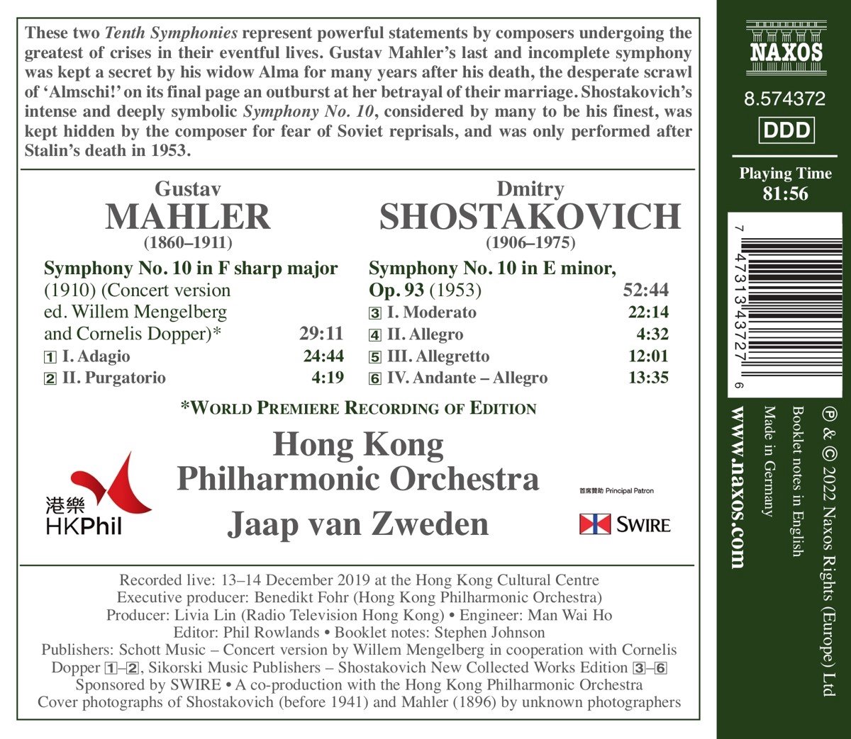 Hong Kong Philharmonic Orchestra, Jaap Van Zweden - Shostakovich ...