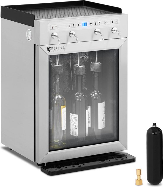 Royal Catering Wijnkoelkast - met tap - 4 flessen - roestvrij staal | bol