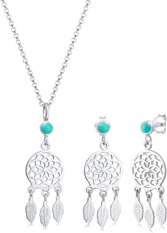 Elli Dames Sieraden Set Dames Set Dromenvanger Boho met Howliet in 925 ...