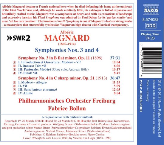 Alberic Magnard: Symphonies Nos. 3 And 4, Philharmonisches Orchester ...