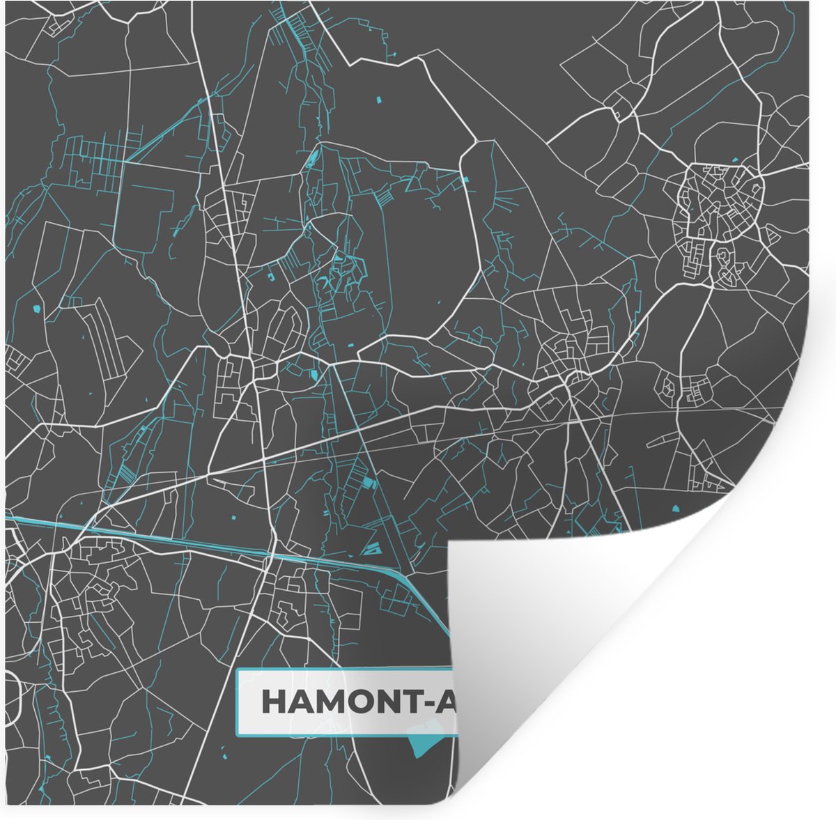 Muurstickers - Kaart – Plattegrond – Stadskaart – Hamont Achel – België ...