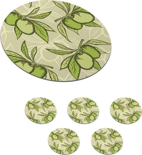 Onderzetters voor glazen - Rond - Olijf - Bladeren - Vegan - Design ...