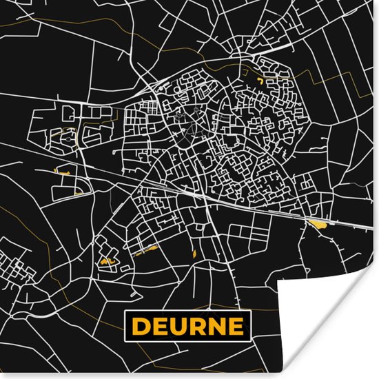 Poster Deurne - Stadskaart - Kaart - Plattegrond - Nederland - Goud ...