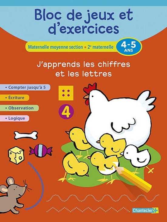 Bloc de jeux et d'exercices - J'apprends les chiffres et les lettres (4 ...
