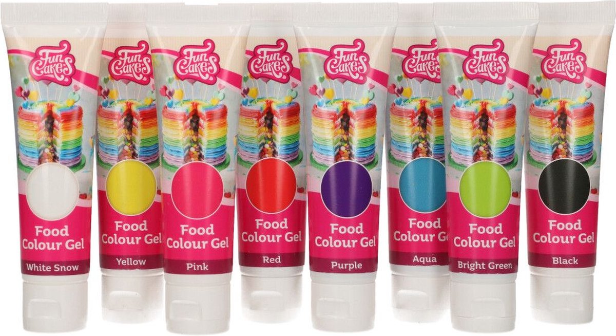 FunCakes Eetbare Kleurstof Gel - Set/8 - FunColours | bol.com