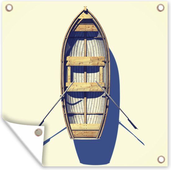 Tuin poster Luchtfoto van roeiboot op het strand - 200x200 cm ...