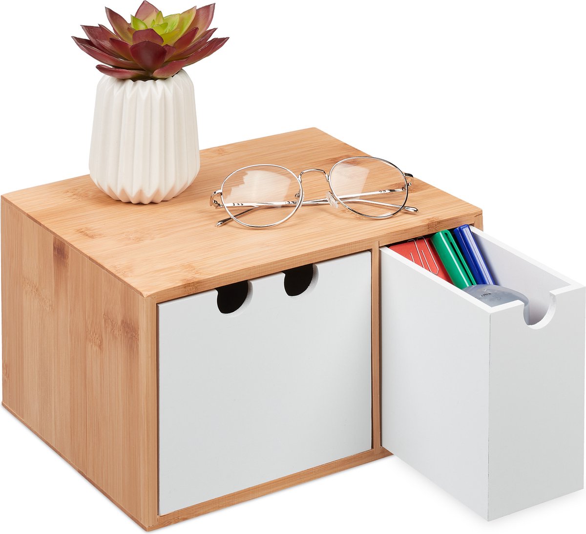 Relaxdays bureau organizer met 2 lades - opbergsysteem - ladeblok ...