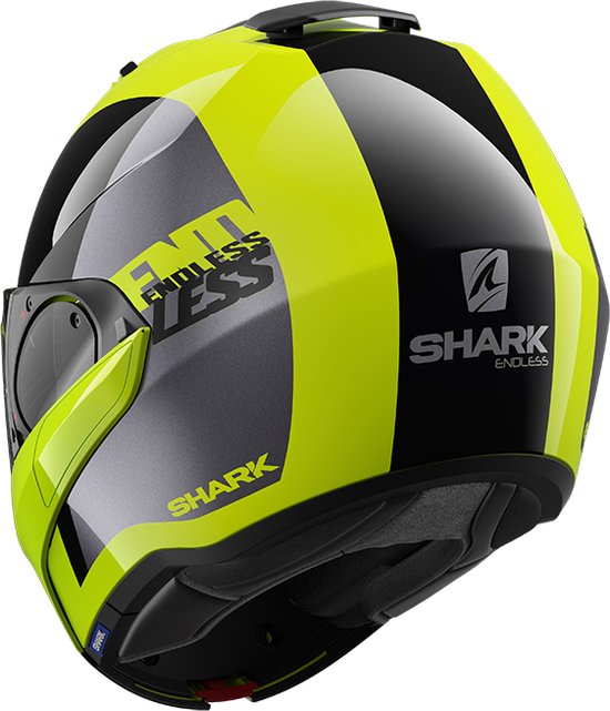 SHARK EVO ES ENDLESS Motorhelm Systeemhelm Geel Zwart Zilver - Maat XS ...