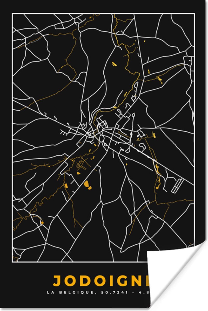 Affiche Jodoigne - Plan - Carte - Plan de ville - Or - 60x90 cm | bol.com