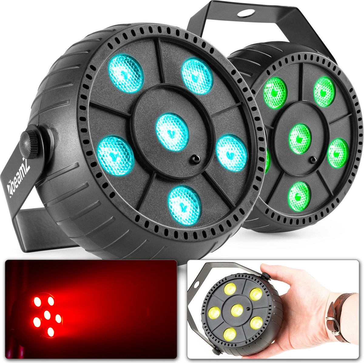 LED PAR - BeamZ PLP10 - Set van 2 PAR spots met ingebouwde accu en 6 ...