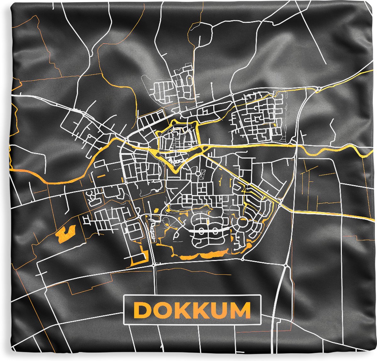 Kussenhoes 50x50 cm - Dokkum - Stadskaart - Plattegrond - Kaart ...