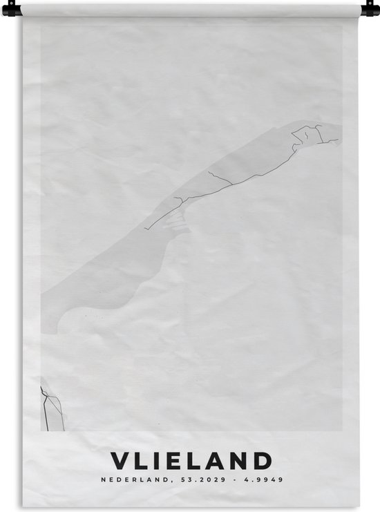 Wandkleed - Wanddoek - Kaart - Eiland - Vlieland - Plattegrond ...