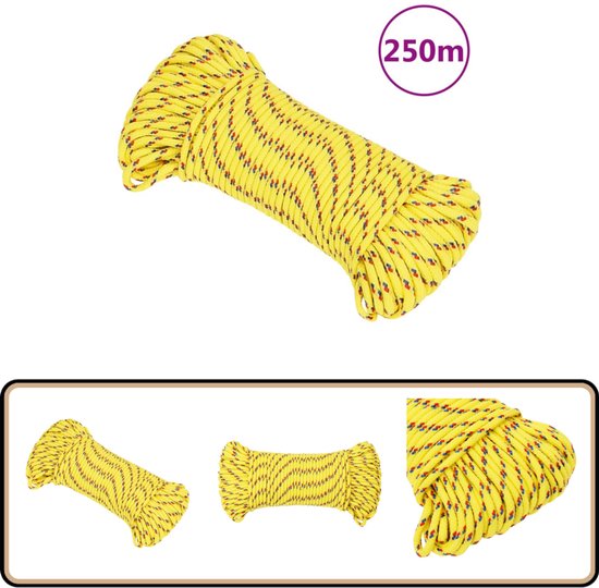vidaXL Boottouw 5mm 250m Geel - Sterk & Duurzaam Scheeps Touw ...