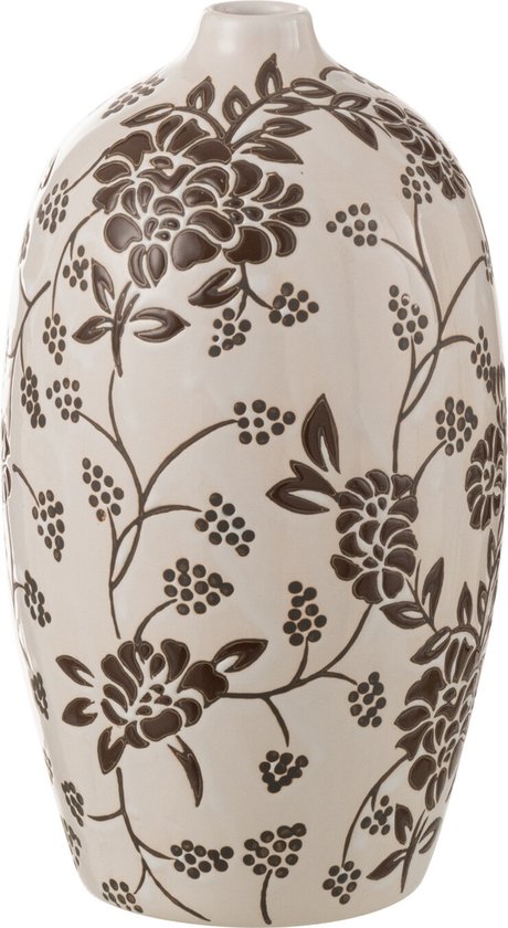 J-Line vase Zen Oval - porcelaine - blanc/noir | bol