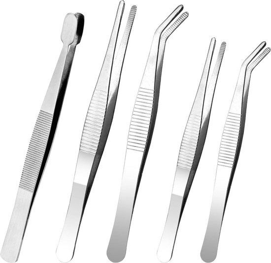 Pincetten Set - 5 Stuks - Geschikt voor laboratoriumwerkzaamheden | bol
