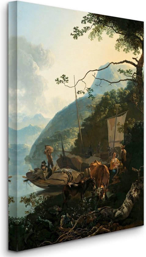 Adam Pijnacker - Boatmen Moored on the Shore of an Italian Lake ...