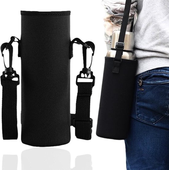 Neoprene Water Bottle with Shoulder Strap - Portable Protective Bag for ...