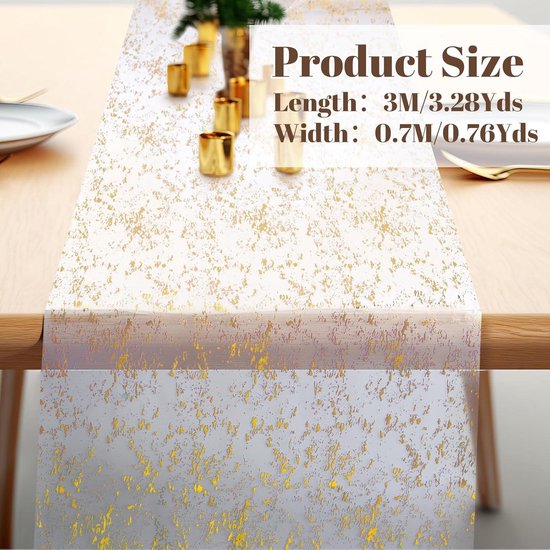 Gouden tafelloper 71 x 395 cm - Metallic glitter gaas boho tafelkleed ...