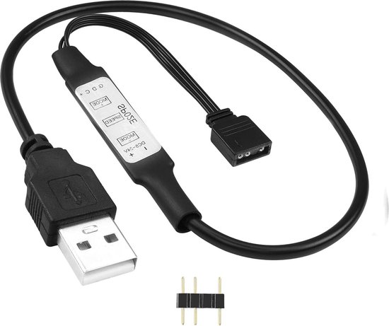 USB LED-stripcontroller 1.3FT/40CM USB naar 3Pin 5V RGB LED Licht ...
