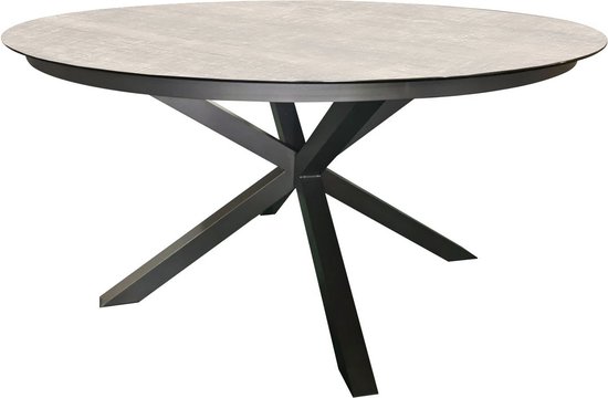 Tuintafel Rond Antraciet/Bruin - Aluminium & Keramiek - 120x120x75 cm ...