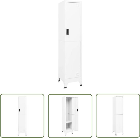 vidaXL Lockerkast - Wit - Staal - 38x45x180 cm Lockerkast - Staal Kast ...