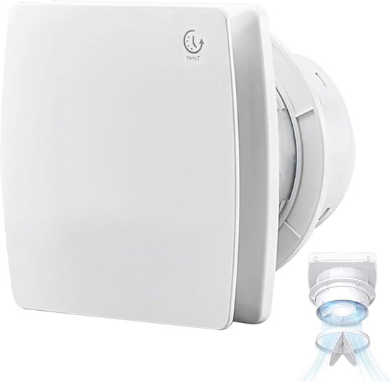 100mm Badkamerventilator | Stil en krachtig | Met naloop ≤ 34 dB | 12W ...